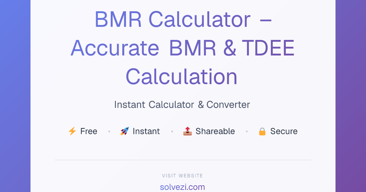BMR Calculator – Accurate BMR & TDEE Calculation | Solvezi
