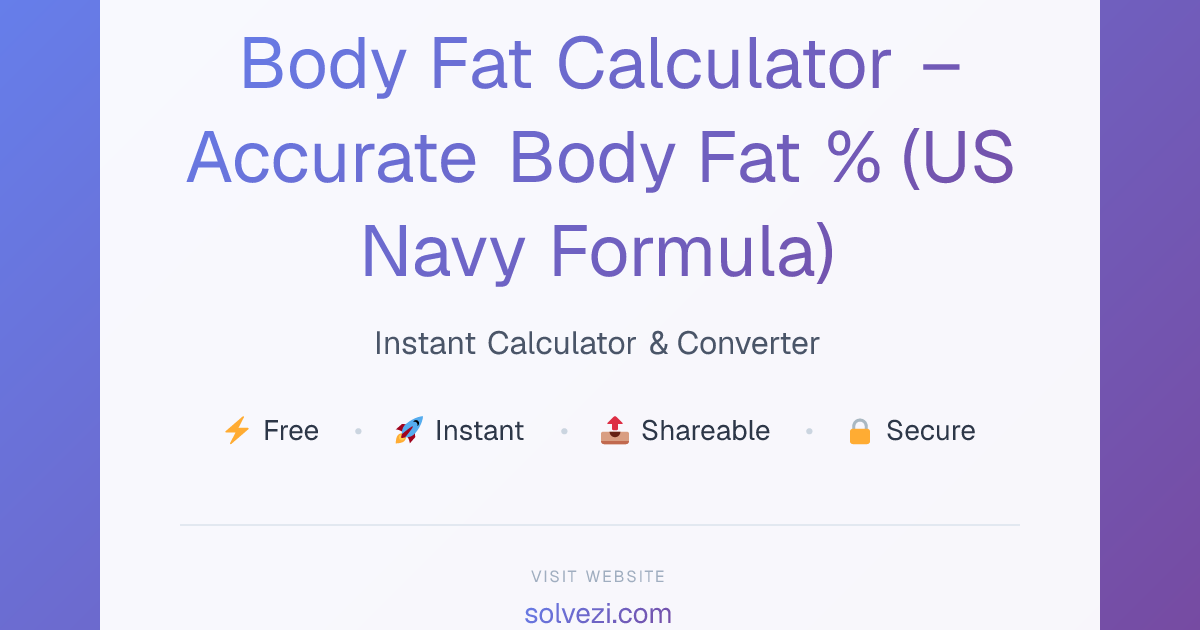 Body Fat Calculator – Accurate Body Fat % (US Navy Formula) | Solvezi