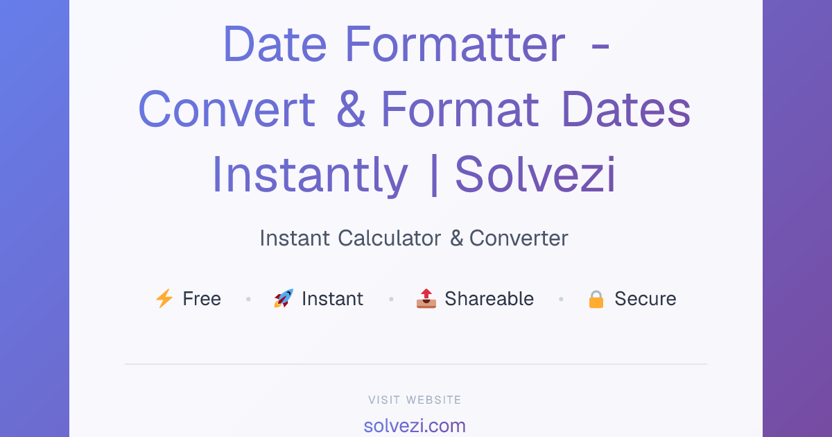 Date Formatter - Convert & Format Dates Instantly | Solvezi | Solvezi
