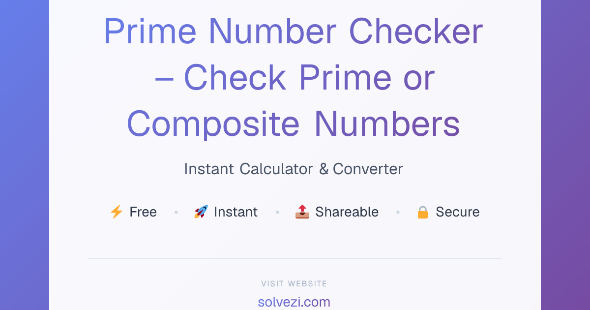 Prime Number Checker – Check Prime or Composite Numbers | Solvezi