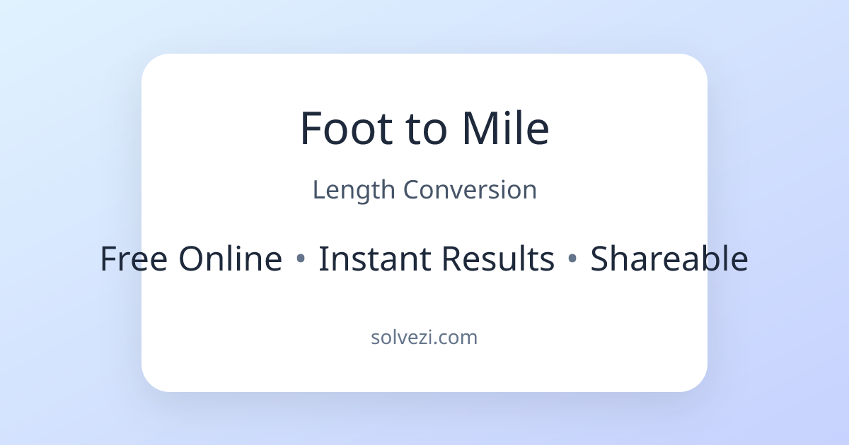 Foot to Mile Converter - Free Online Unit Conversion | Solvezi