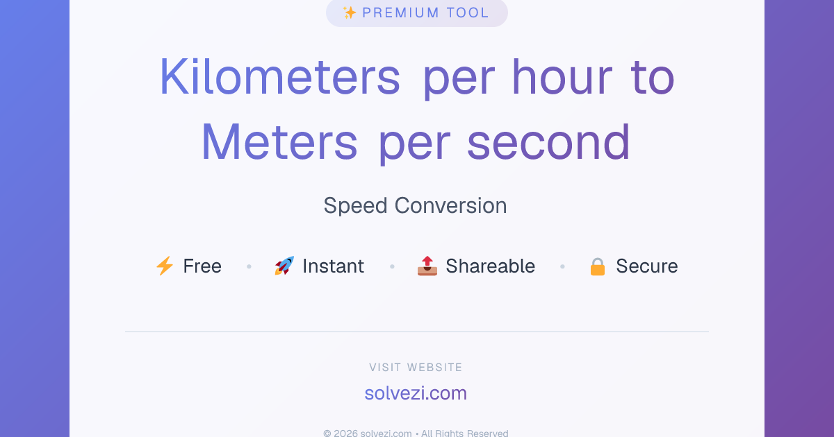 Kilometers per hour to Meters per second Converter - Free Online Unit ...