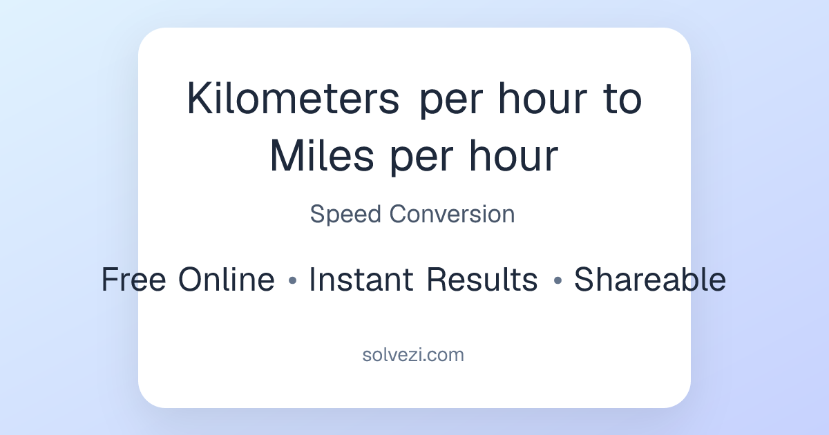 Kilometers per hour to Miles per hour Converter - Free Online Unit ...