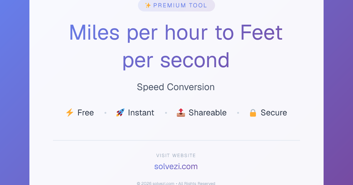 Miles per hour to Feet per second Converter - Free Online Unit ...