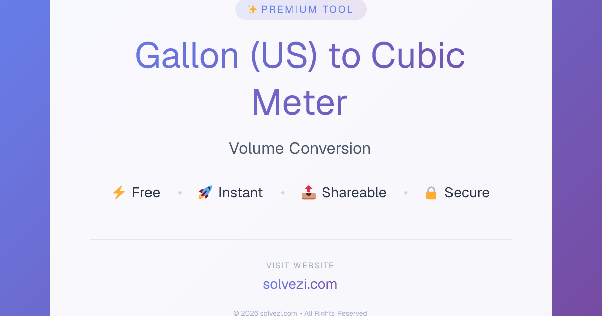 Gallon (US) to Cubic Meter Converter - Free Online Unit Conversion ...