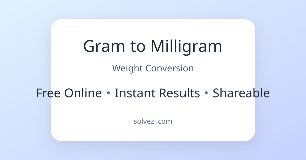Gram to Milligram Converter - Free Online Unit Conversion | Solvezi