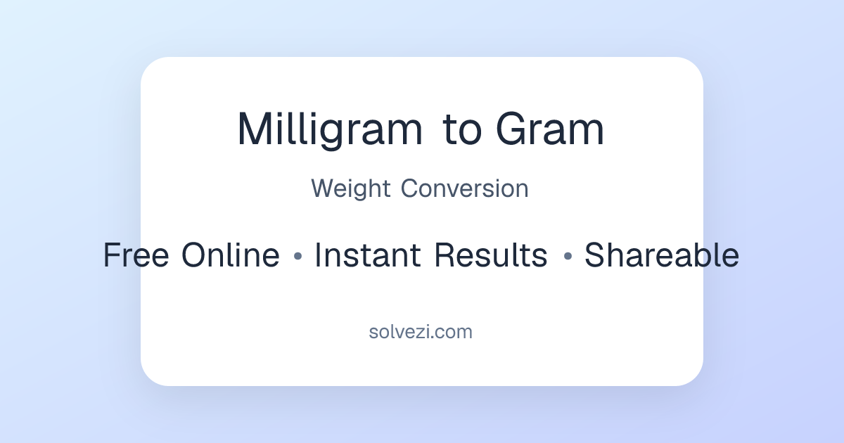 Milligram to Gram Converter - Free Online Unit Conversion | Solvezi